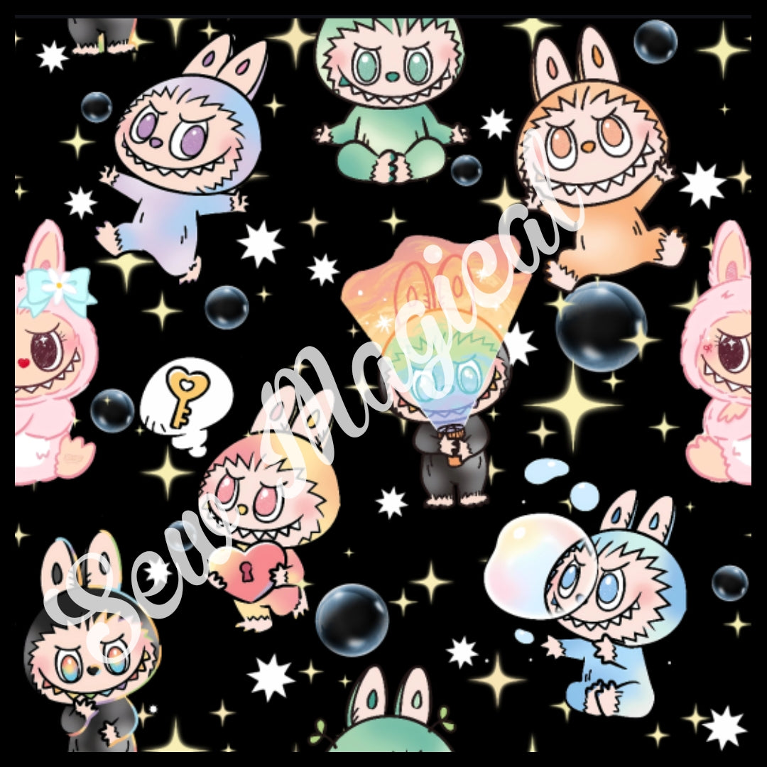 Labubu Bubbles Digital Seamless File PNG SS – Sew Magical Minky Boutique